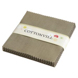 cottonvill solid 60 colors precut fabric 20count cotton for quilting (5inch square, 47-olive)