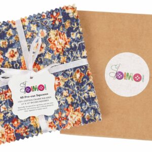 Soimoi Precut 10-inch Floral Floral with Texture Prints Cotton Fabric Bundle Quilting Squares Charm Pack DIY Patchwork Sewing Craft- Multicolor