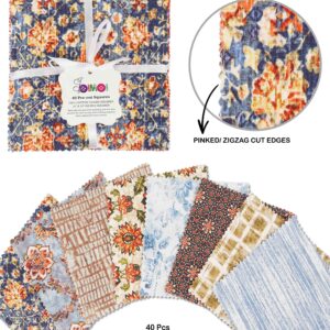 Soimoi Precut 10-inch Floral Floral with Texture Prints Cotton Fabric Bundle Quilting Squares Charm Pack DIY Patchwork Sewing Craft- Multicolor