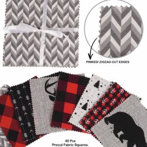 Soimoi Precut 10-inch Christmas Prints Cotton Fabric Bundle Quilting Squares Charm Pack DIY Patchwork Sewing Craft- Light Gray-F5