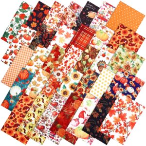 tudomro 70 pcs 10 x 10 inch fall fabric square thanksgiving autumn patchwork fabrics maple leaf turkey square patchwork fabric pumpkin quilting fabric for fall diy crafts