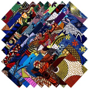 mixweer 70 pcs 10 x 10 inch african fabric cotton printed wax cloth african ankara fabric for party dress crafts supplies, 48 styles multicolored