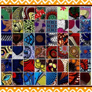 Mixweer 70 Pcs 10 x 10 Inch African Fabric Cotton Printed Wax Cloth African Ankara Fabric for Party Dress Crafts Supplies, 48 Styles Multicolored