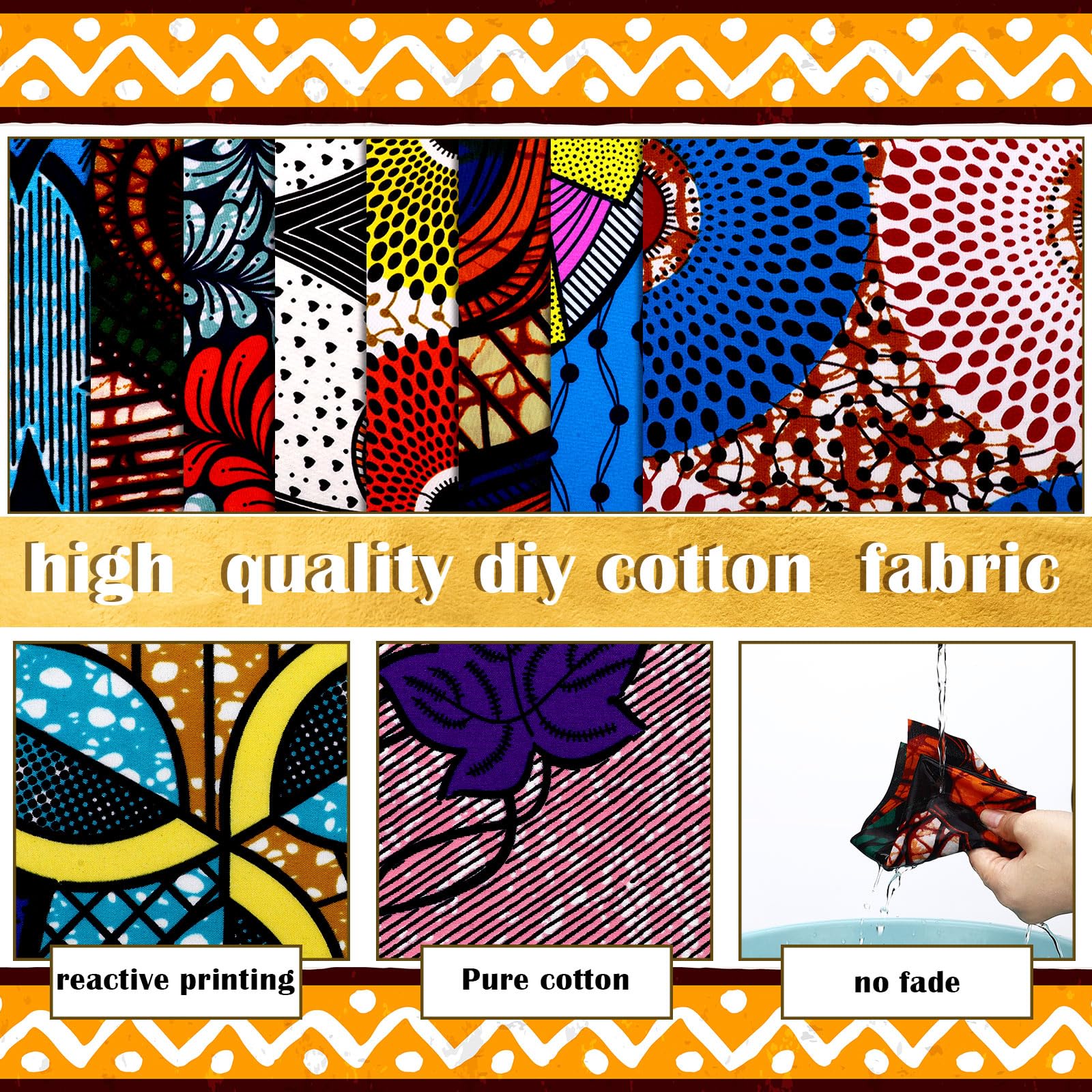 Mixweer 70 Pcs 10 x 10 Inch African Fabric Cotton Printed Wax Cloth African Ankara Fabric for Party Dress Crafts Supplies, 48 Styles Multicolored