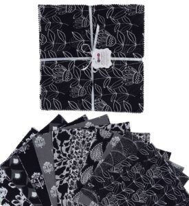 soimoi precut 10-inch block prints cotton fabric bundle quilting squares charm pack diy patchwork sewing craft- black & gray