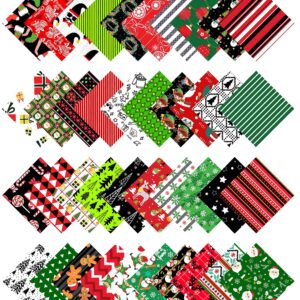 Soimoi Christmas Theme Print Precut 10-inch Cotton Fabric Quilting Squares Charm Pack DIY Patchwork Sewing Craft