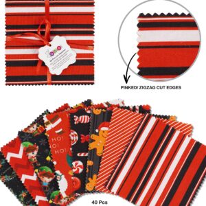 Soimoi Christmas Theme Print Precut 10-inch Cotton Fabric Quilting Squares Charm Pack DIY Patchwork Sewing Craft