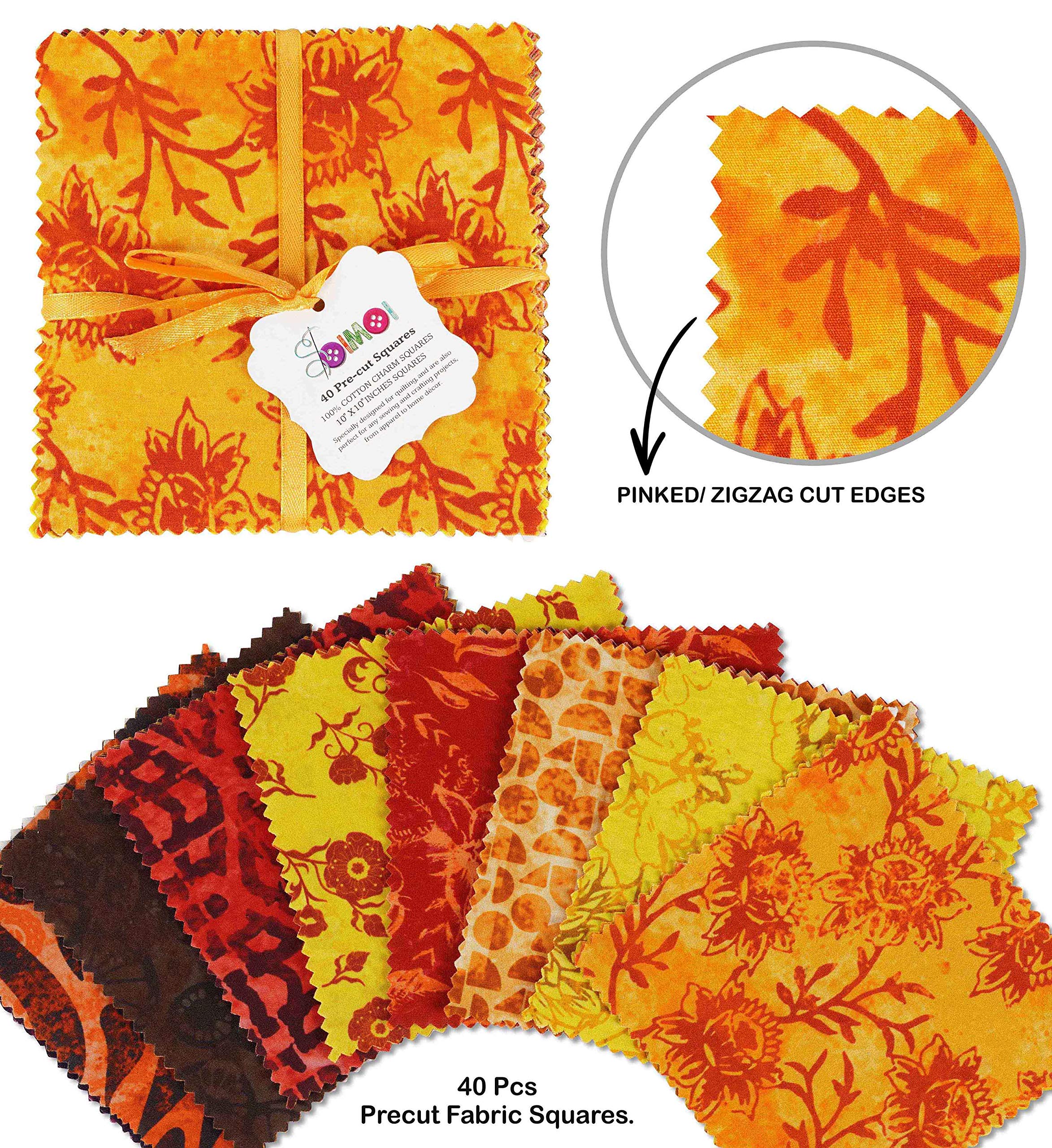 Soimoi Batik Print Precut 10-inch Cotton Fabric Quilting Squares Charm Pack DIY Patchwork Sewing Craft