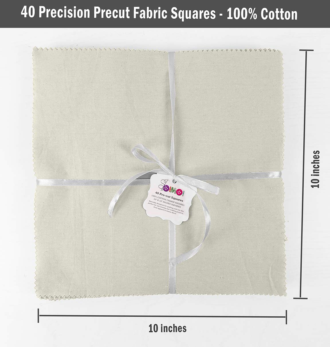 Soimoi Solid White Precut 10 inch Cotton Fabric Quilting Squares Charm Pack DIY Patchwork Sewing Craft