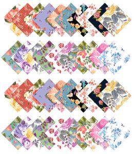 soimoi precut 10-inch florals prints cotton fabric bundle quilting squares charm pack diy patchwork sewing craft- multicolor