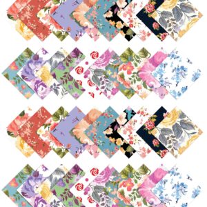 Soimoi Precut 10-inch Florals Prints Cotton Fabric Bundle Quilting Squares Charm Pack DIY Patchwork Sewing Craft- Multicolor