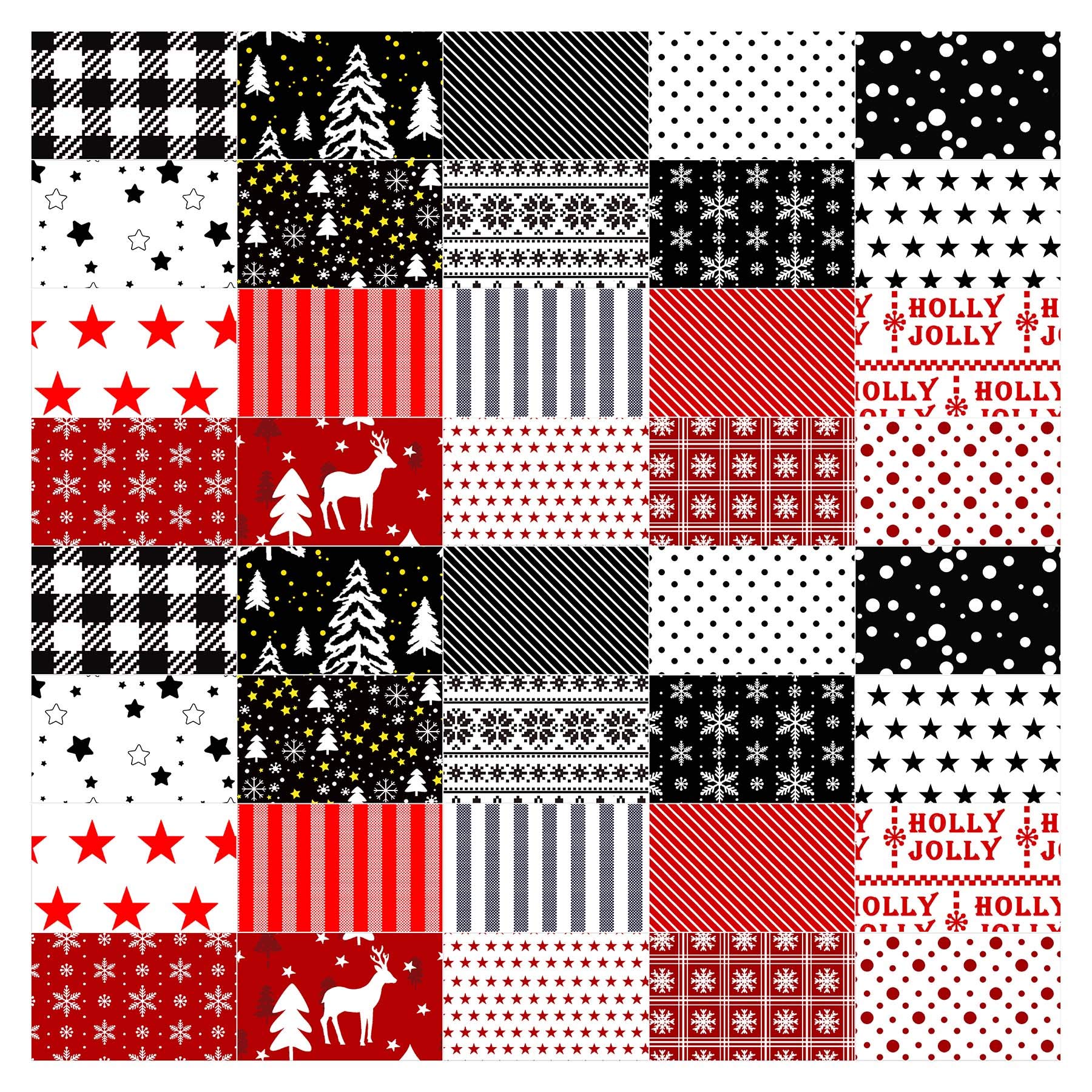 Soimoi Christmas Theme Print Precut 10-inch Cotton Fabric Quilting Squares Charm Pack DIY Patchwork Sewing Craft