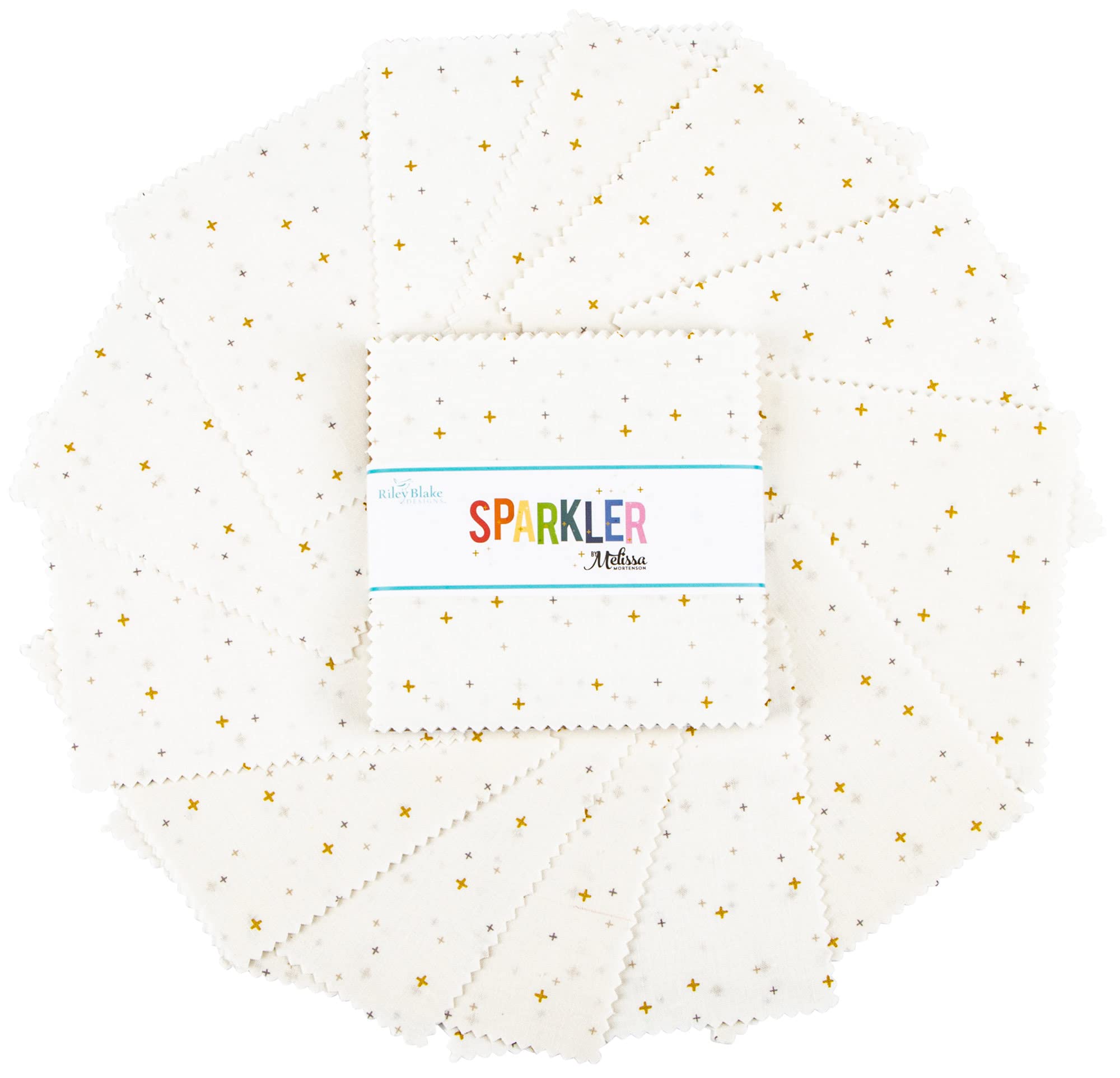 Melissa Mortenson Sparkler White 5" Stacker 42 5-inch Squares Charm Pack Riley Blake 5-650W-42