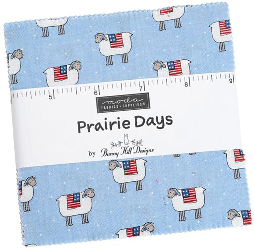 Moda Fabrics Prairie Days Charm Pack by Bunny Hill Designs; 42-5 Inch Precut Fabric Quilt Squares Assorted 5 Inches 2990PP