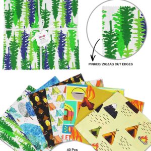 Soimoi Precut 10-inch Camping Prints Cotton Fabric Bundle Quilting Squares Charm Pack DIY Patchwork Sewing Craft- Multicolor