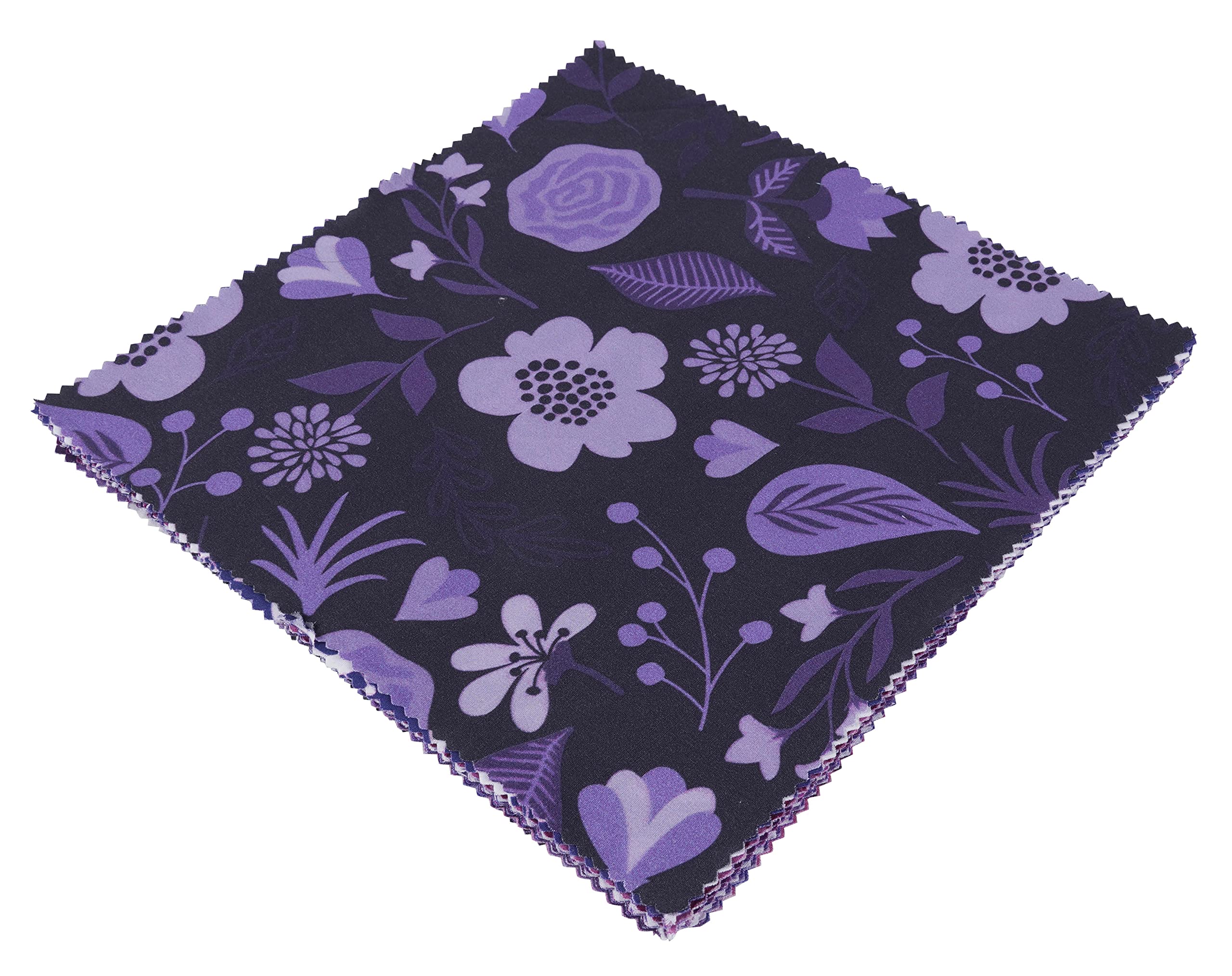 Soimoi Precut 10-inch Florals Prints Cotton Fabric Bundle Quilting Squares Charm Pack DIY Patchwork Sewing Craft- Purple