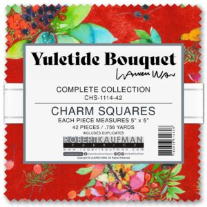 5" charm pack squares - yuletide bouquet by lauren wan complete collection robert kaufman christmas holiday winter fabric bundle quilter's cotton precuts (chs-1114-42) m532.33