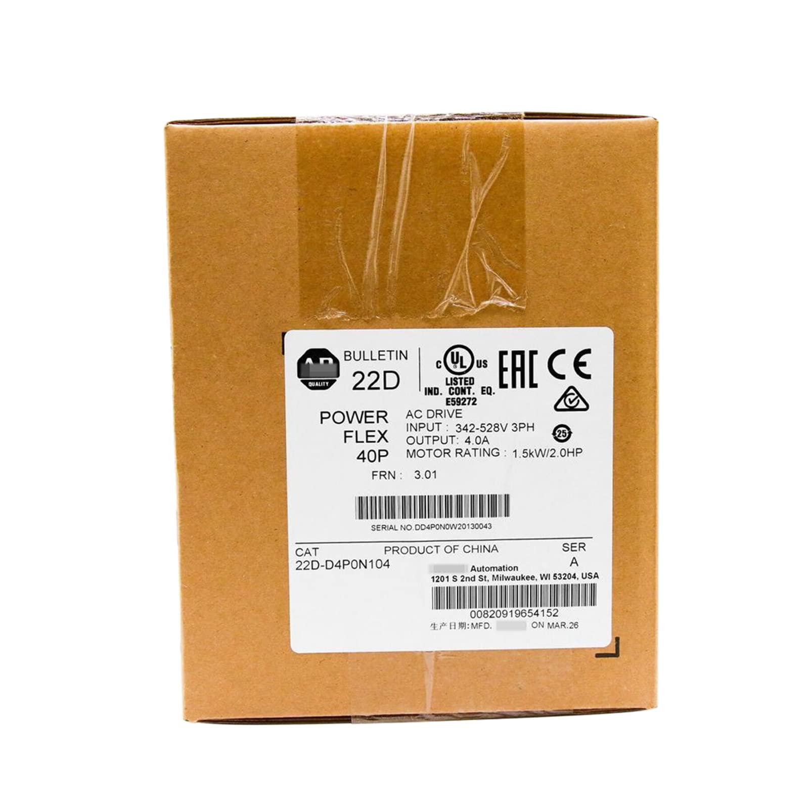 22D-D4P0N104 Power Flex 40P AC Drive 1.5kW 22DD4P0N104 Sealed in Box 1 Year Warranty Fast Shipment