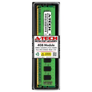 a-tech 4gb ram replacement for kingston kvr13n9s8/4 | ddr3 1333mhz pc3-10600 1rx8 1.5v udimm non-ecc 240-pin dimm memory module