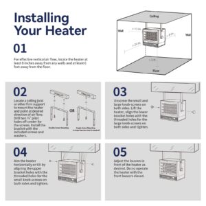 TEMPWARE Electric Garage Heater, 7500-Watt Digital Fan-Forced Ceiling Mount Shop Heater with Full-Function Remote, 240-Volt Hardwired Heater with 12-Hour Timer, Ideal for Workshop