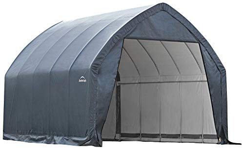 ShelterLogic Garage-in-a-Box Portable Outdoor Garage for SUV and Full-Size Trucks, All-Season Car Canopy Carport with Alpine Style Roof, 13' x 20' x 12', Gray