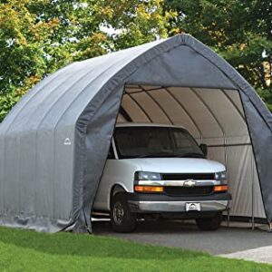 ShelterLogic Garage-in-a-Box Portable Outdoor Garage for SUV and Full-Size Trucks, All-Season Car Canopy Carport with Alpine Style Roof, 13' x 20' x 12', Gray