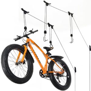 wallmaster bike ceiling mount lift hoist hanger storage rack for garage indoor 2 pack