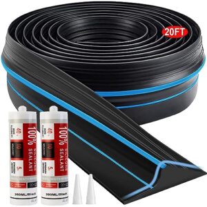 jin&bao universal garage door threshold seal strip 20ft kit, bottom waterproof rubber weather stripping replacement（blue）