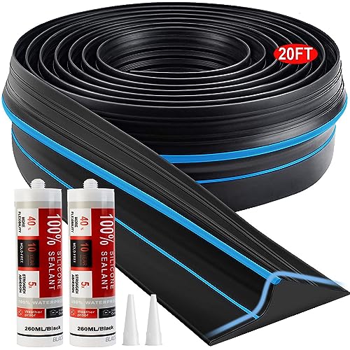 Jin&Bao Universal Garage Door Threshold Seal Strip 20FT Kit, Bottom Waterproof Rubber Weather Stripping Replacement（Blue）