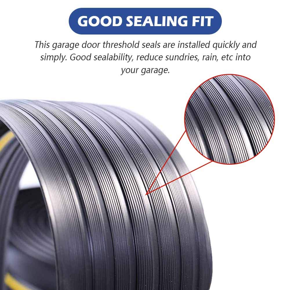 20Ft/6M Universal Garage Threshold Seal Strip, Garage Door Bottom Weatherproof Strip Rubber DIY Weather Stripping Replacement, Not Include Sealant/Adhesive (Black)