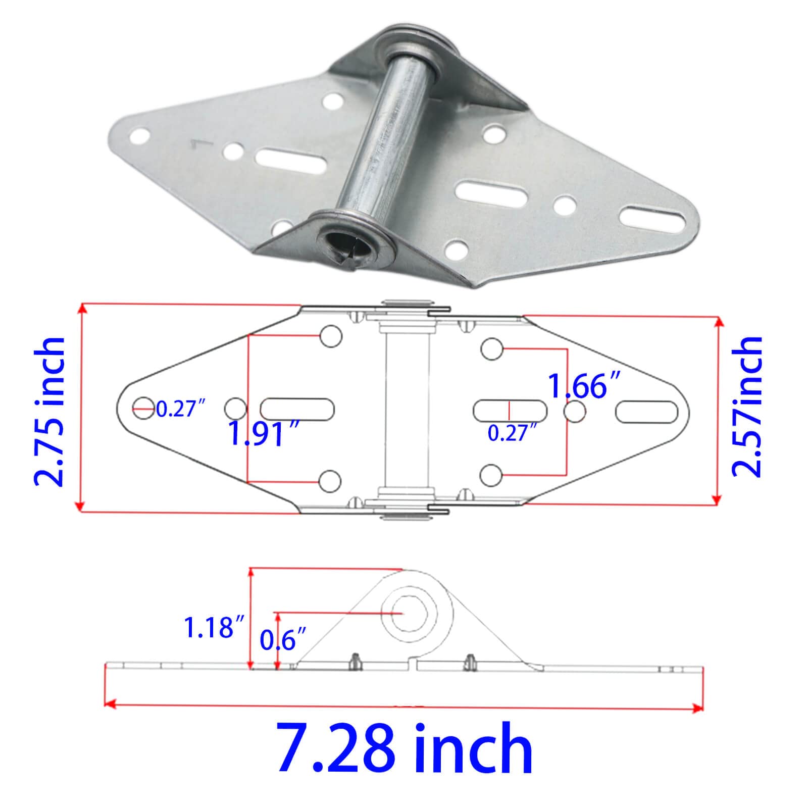 Heavy Duty 14 Gauge Steel #1 Garage Door Hinge with Galvanized Finish - Residential/Light Commercial Garage Door Replacement