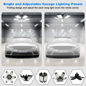 POLARPRA LED Garage Light - 160W LED Garage Ceiling Light 64000LM 6500K Super Bright Garage Lighting w/ 6 Deformable Panels Screw in Shop Light for Basement Workshop Warehouse Attic - 4Pack