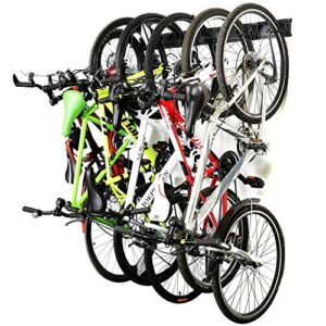 ultrawall stainless steel bike storage rack,6 bike storage hanger wall mount for home & garage holds up to 300lbs, black