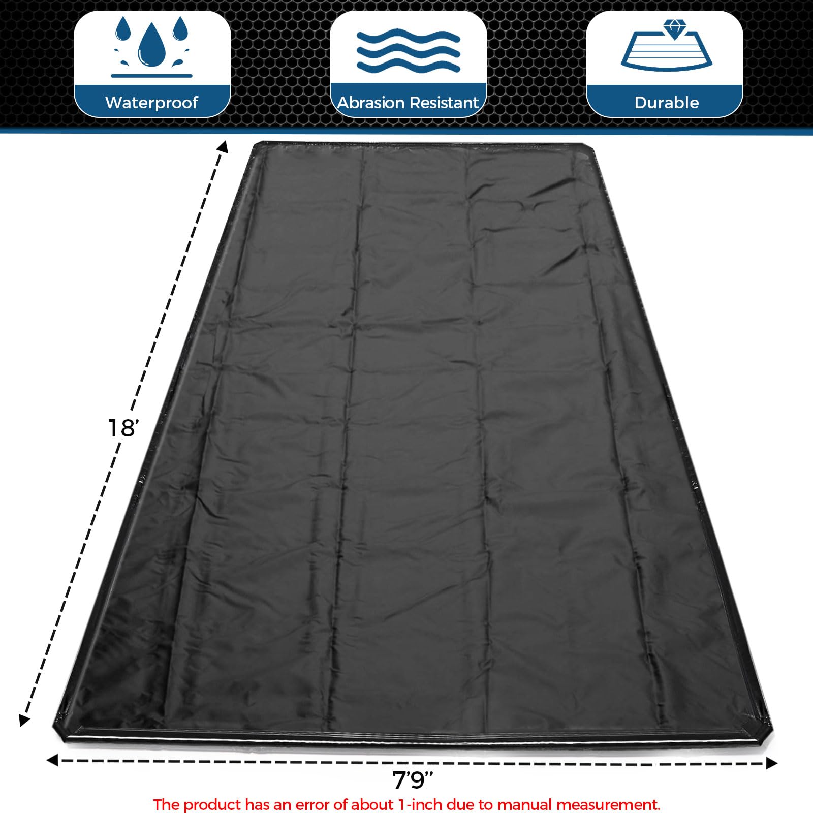 Waterproof Garage Floor Mat for Under Car, 7'9"x18' Heavy Duty Containment Mat with Free Floor Squeegee, Protects Garage Floor from Snow, Slush, Water, Mud and Oil