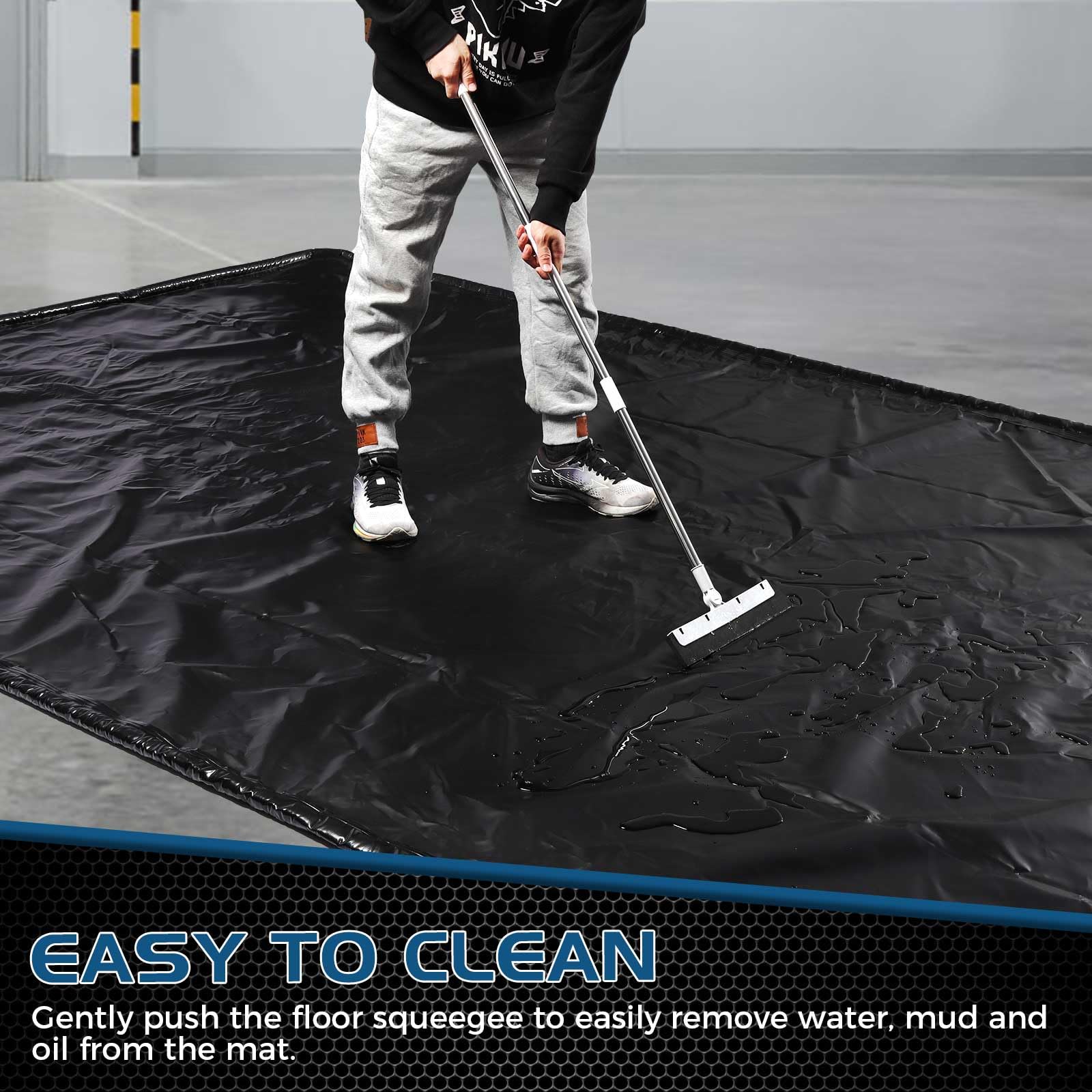 Waterproof Garage Floor Mat for Under Car, 7'9"x18' Heavy Duty Containment Mat with Free Floor Squeegee, Protects Garage Floor from Snow, Slush, Water, Mud and Oil