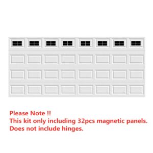 32 Sheets 2 Car Garage Kits Household Easy Installation Magnetic Panels Fake Windows Hardware Decorative (Size 6.14" x 4")