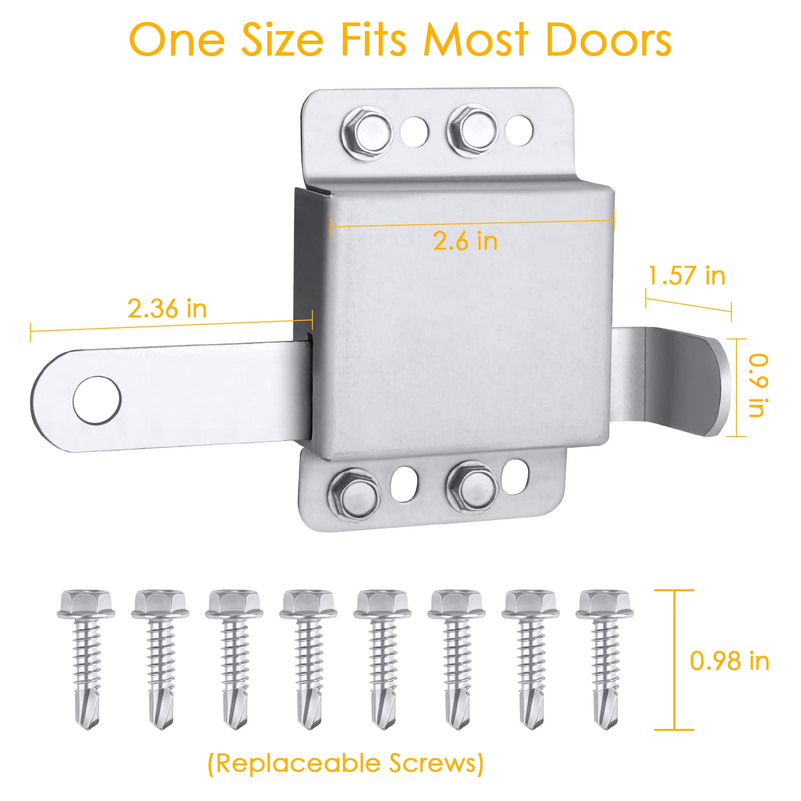 Garage Door Side Lock Latch - Security Slide Door Locks Hardware Kit Heavy Duty Inside Safety Door Replacement Deadlock Guard for Overhead Roll Up Shed Garage Doors, Add Extra Interior Secondary Lock