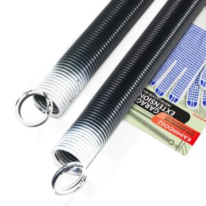 kaimindogz pair of 110lb. heavy duty garage door extension springs stretch springs, 25" long,double loop ends, high precision electrophoresis black coated, min 16,000 cycles, for 7ft high garage doors