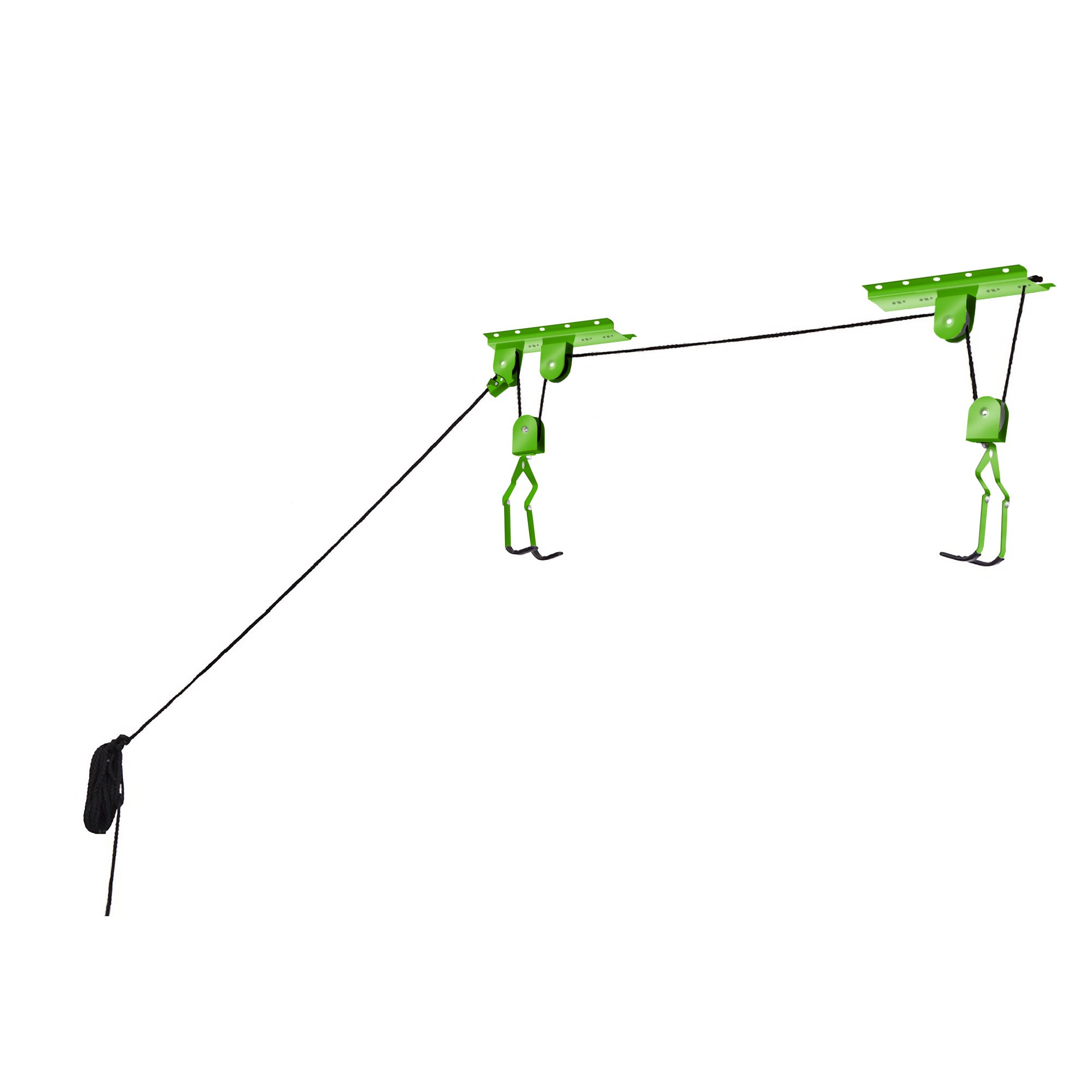 Bike Hanger - Overhead Pulley System with 100lbs Capacity for Bicycles and Ladders - Secure Garage Ceiling Storage by Rad Sportz, Green