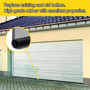 Garage Door Seals Bottom Rubber Weather Stripping, P-Bulb Garage Door Bottom Weather Seal Suitable for Weatherproof, Replacement Overhead Doors (16FT, Black)