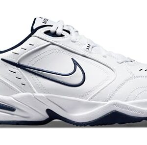 Nike Men's NIKE AIR MONARCH IV (4E) RUNNING SHOES -10.5; White / Metallic Silver-Midnight Navy