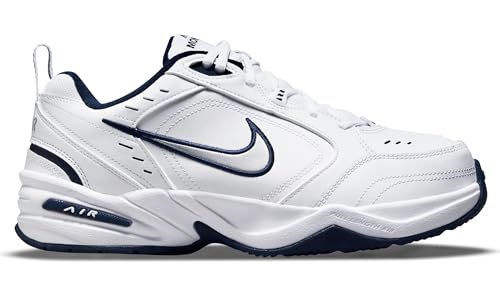 Nike Men's NIKE AIR MONARCH IV (4E) RUNNING SHOES -10.5; White / Metallic Silver-Midnight Navy