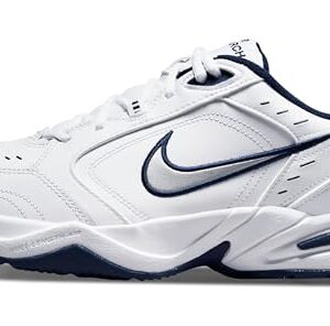 Nike Men's NIKE AIR MONARCH IV (4E) RUNNING SHOES -10.5; White / Metallic Silver-Midnight Navy