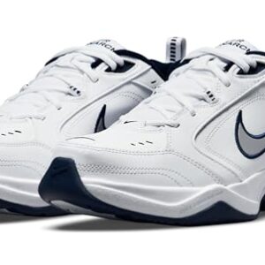 Nike Men's NIKE AIR MONARCH IV (4E) RUNNING SHOES -10.5; White / Metallic Silver-Midnight Navy