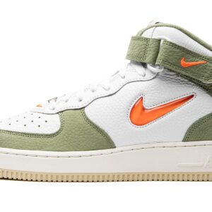 Nike mens Air Force 1 Mid Qs, White/Oil Green/Sail/Total Ora, 9