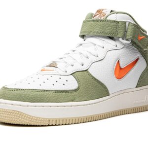 Nike mens Air Force 1 Mid Qs, White/Oil Green/Sail/Total Ora, 9