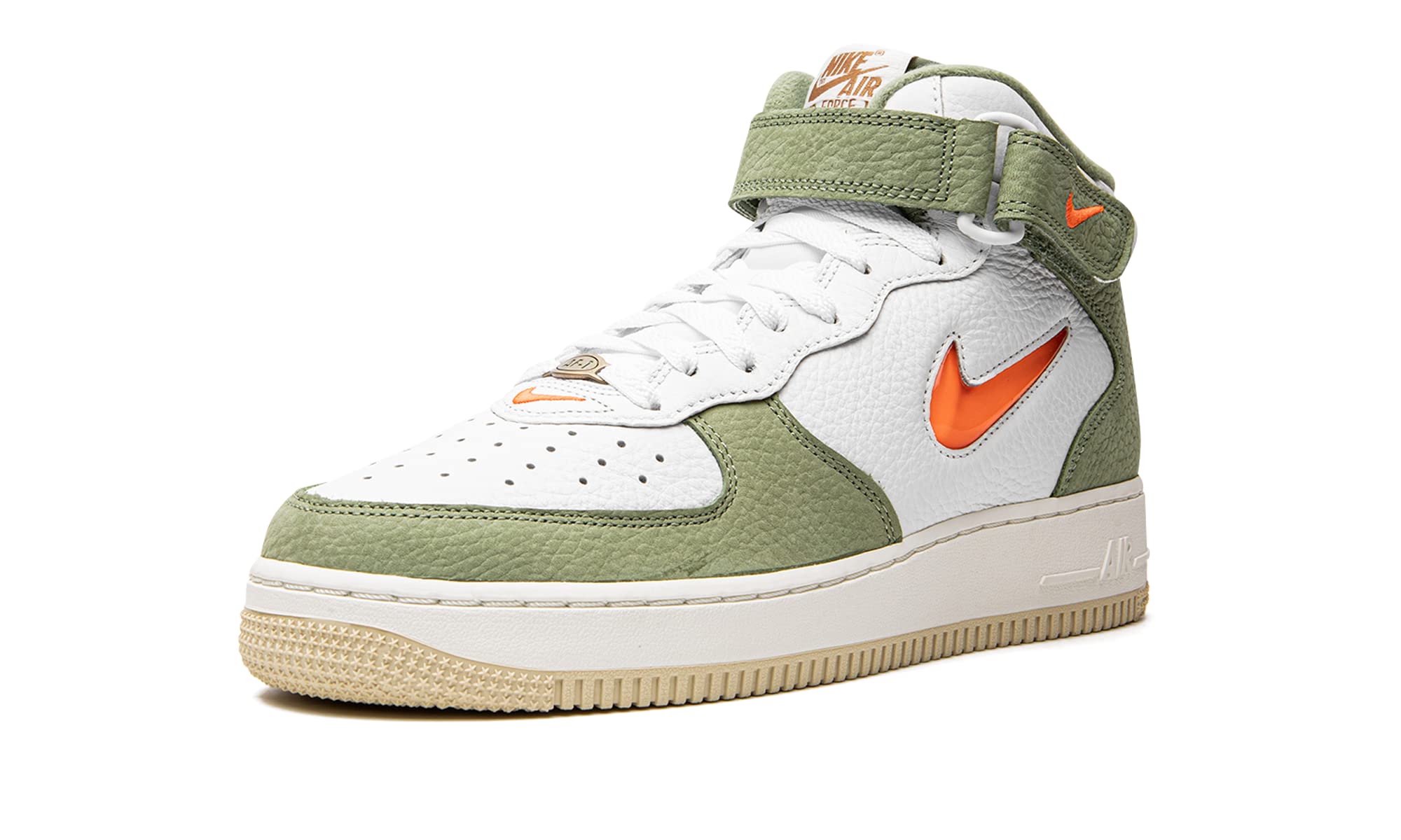 Nike mens Air Force 1 Mid Qs, White/Oil Green/Sail/Total Ora, 9