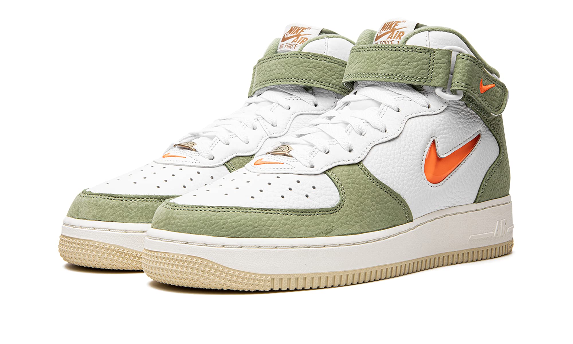 Nike mens Air Force 1 Mid Qs, White/Oil Green/Sail/Total Ora, 9