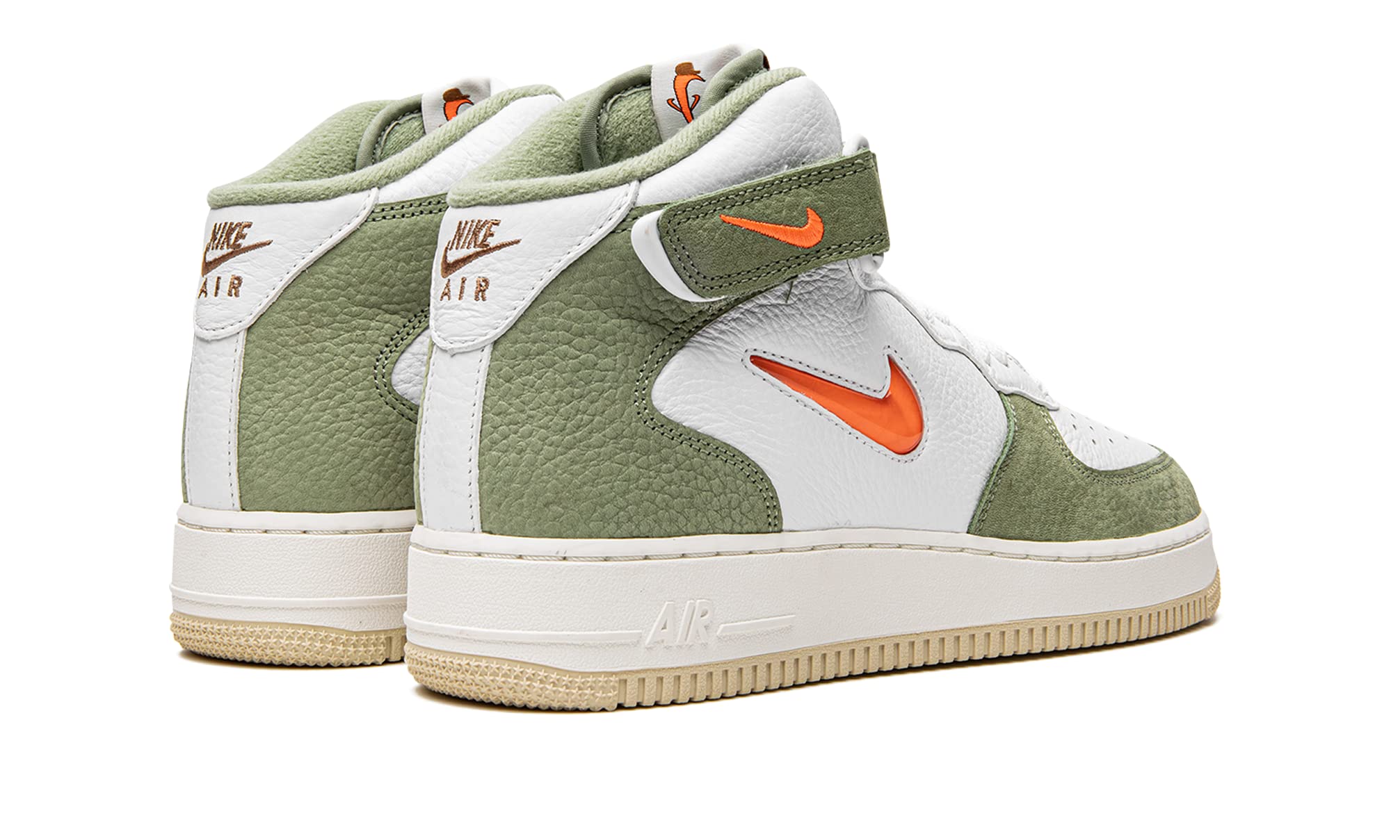 Nike mens Air Force 1 Mid Qs, White/Oil Green/Sail/Total Ora, 9