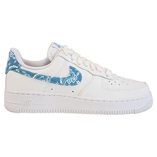 Nike Women's Air Force 1 Low Shoes, White/Worn Blue-white-white, 9